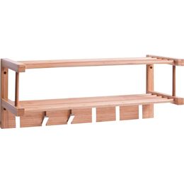 Garderobenleiste zeller PRESENT, beige (natur), B:60cm H:24cm, Aluminium, Bambus, Garderobenhalter, mit Klapphaken