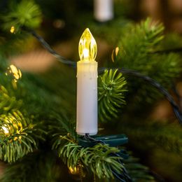 my home LED-Lichterkette "Aluro kabelgebundene Christbaumkerzen in warmwei&szlig;", wei&szlig;, Flammen 50 Stk., Kabell&auml;nge 29,5m, Lichterketten, LED Christbaumkerzen 50LEDs Beleuchtungsstrecke ca. 24,5 m, Timer, Topseller