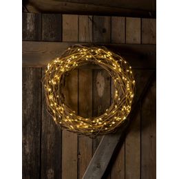 Konstsmide LED-Lichtervorhang, gold (goldfarben), Dioden 200 Stk. Flammen 200 Stk., Kabell&auml;nge 5m x Gesamtl&auml;nge 7m, Lichterketten, LED Sternenlametta, 10 Str&auml;nge &agrave; 20 Dioden