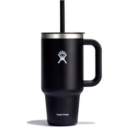 Thermobecher Hydro Flask "All Around Travel Tumbler in den Größen 24 oz/ 32 oz / 40 oz", schwarz, H:29,34cm, Edelstahl, Trinkgefäße, Thermobecher, Thermo Cup mit Strohhalm