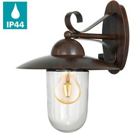 Wandleuchte Eglo "MILTON Wandlampe, E27, IP44, Stahl und Glas, Au&szlig;enlampe, Garten, Lampe", grau (stahlgrau), H:31cm T:30cm, Leuchten, Wandleuchte, Wand-/Deckenleuchte, Lampe, antik-braun, 1X60W exkl.