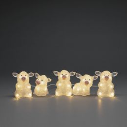 Konstsmide LED-Lichterkette "Schwein", Energieeffizienz: F (A-G), transparent (klar), Dioden 40 Stk. Flammen 40 Stk., Kabell&auml;nge 5m x Gesamtl&auml;nge 9m, Lichterketten, LED Acryl Schweine 5-er Set, transparent, 40 warm wei&szlig;e Dioden