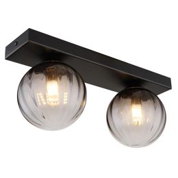 Globo LIGHTING Wandleuchte "DALLERTA", schwarz, 1 Stk., Leuchten, Wandlampe/Metall/Glas rauchfarben/Wohnzimmer/Flur/rund/klar verlaufend, Wandleuchte