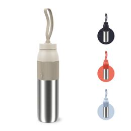 Isolierflasche Emsa "beYou Twist", grau, H:29,5cm, Edelstahl, Polypropylen (PP), Silikon, Trinkflaschen, Isolierflasche, mit integriertem Sieb und Trageband, 100% dicht, sp&uuml;lmaschinengeeignet