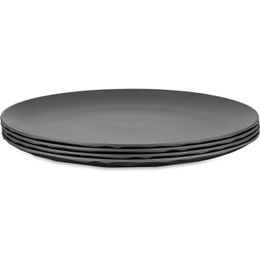 Speiseteller Koziol "CLUB PLATE", grau (nature ash grau), B:26cm H:1,8cm L:26cm, Kunststoff, Speiseteller, Speiseteller, 4-tlg., spülmaschinengeeignet, melaminfrei, 260 mm