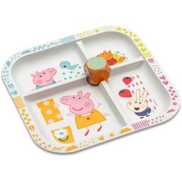 Kunststoffteller Koziol "Esslernteller + W&uuml;rfel EASY EATER PEPPA PIG", wei&szlig;, B:21,3cm H:1,8cm L:21,3cm, Kunststoff, Polypropylen, Speiseteller, made in Germany, melaminfrei, 100% recycelbar
