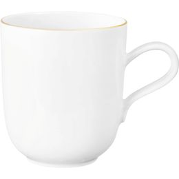 Becher Seltmann Weiden "Liberty - Goldrand", gold (wei&szlig;, goldfarben), B:8,6 H:10cm &Oslash;:8,6cm, Porzellan, Trinkgef&auml;&szlig;e, Becher, Becher mit Henkel 0,40 l