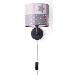 Paco Home Wandleuchte "Cosmo 345", weiß, 1, Ø 18cm H: 26,5cm, Leuchten, Kinderlampe Wandlampe Schalter Ø…18cm Sterne Punkte Kabellänge 3m E14, Wandleuchte