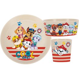 Kindergeschirr-Set Koziol "CONNECT PAW PATROL", beige (organic sand), 3 Stk., Kunststoff, Geschirr-Sets, Made in Germany. Biozirkulärer Kunststoff, 400 ml