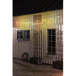 Konstsmide LED-Lichterkette "Weihnachtsdeko aussen", schwarz, Dioden 20 Stk. Flammen 20 Stk., Kabell&auml;nge 10m x Gesamtl&auml;nge 19,5m, Lichterketten, LED Biergartenkette, 20 bunte Birnen / 160 warm wei&szlig;e Dioden