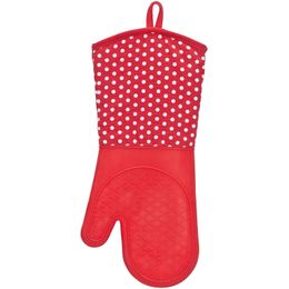 Topfhandschuhe Wenko "Modell Silikon", rot, Baumwolle, Silikon, Topflappen, Ofen- und Grillhandschuhe, Hitzeschutz, Baumwollinnenseite, 1 Paar