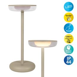 Näve NÄVE LED Tischleuchte "Pasi", beige (natur), 1, Ø 11cm H: 26,4cm, 1 Stk., Leuchten, dimmbar per Berührungssensor, Memoryfunktion, Akku, USB-C-Ladekabel, LED Tischleuchte