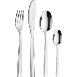 Pinti Inox Besteck-Set PINTINOX "ERIKA", silber (chromfarben, silberfarben), 16 Stk., Edelstahl 18/0, Essbesteck-Sets, in moderner und zeitloser Formgebung