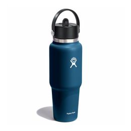 Isolierflasche Hydro Flask "32 oz Travel Wide Flex Straw Cap", lila (indigo), H:31,37cm, Edelstahl, Trinkflaschen, Isolierflasche, Color Last&trade;-Pulverbeschichtung, 946 ml