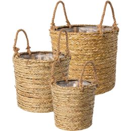 Aufbewahrungskorb CREATIV HOME "Korb mit Henkel", natur, B:30cm H:34cm T:30cm, Geflecht Seegras, Aufbewahrungsboxen, mit Folieneinsatz