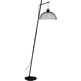 Eglo Stehlampe "Pompeya", schwarz, 1, Ø 35cm H: 191cm, Leuchten, Metallkorb geflochten, Schwarz, Vintage, Hygge, Boho, 1-flammig, Stehlampe