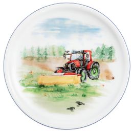 Speiseteller Seltmann Weiden "Compact - Mein Traktor", bunt (wei&szlig;, bunt), B:25,4cm H:2,5cm L:25,4cm T:25,4cm &Oslash;:25,4cm, Porzellan, Speiseteller, Speiseteller, rund 25,5 cm