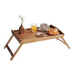 Tablett Kesper "Servier- & Betttablett, Akazie, FSC", beige (natur), B:55cm H:24cm T:35cm, Akazienholz, Tabletts, mit 2 F&uuml;&szlig;en zum Herunterklappen