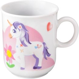 Becher Seltmann Weiden "Compact, Mein kleines Einhorn", bunt (wei&szlig;, bunt), H:9cm &Oslash;:7,5cm, Porzellan, Trinkgef&auml;&szlig;e, Becher, Becher mit Henkel 0,25 l
