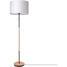 Paco Home Stehlampe "EKO CANVAS UNI COLOR", wei&szlig; (wei&szlig; natur anthrazit), &Oslash; 45,5cm H: 157cm, Leuchten, Stoffschirm Wohnzimmer Skandi Standleuchte E27 Einfarbig Stofflampe, Stehlampe