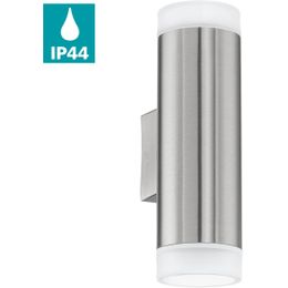 Wandleuchte Eglo "RIGA-LED Wandlampe, GU10, IP54, Edelstahl und Kunststoff, Au&szlig;enlampe", silber (edelstahlfarben), B:6,5cm H:20,5cm T:9,5cm, Leuchten, Wandleuchte, Wand-/Deckenleuchte, L6,5 x H20,5 x AL9,5 cm, edelstahl