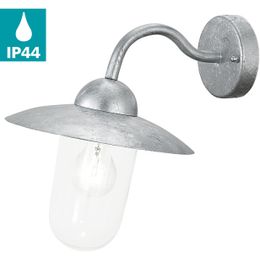 Wandleuchte Eglo "MILTON Wandlampe, E27, IP44, Stahl und Glas, Au&szlig;enlampe, Garten, Lampe", silber (edelstahlfarben), H:31cm T:31cm, Leuchten, Wandleuchte, Wand-/Deckenleuchte, H31 x AL31 cm, feuerverzinkt, 1X60W exkl.