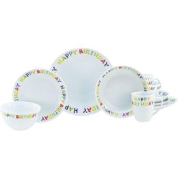 Kombiservice Creatable "Happy Birthday, Kombi-Service 10-tlg.", bunt (wei&szlig;, bunt), 10 Stk., Porzellan, Geschirr-Sets, Kombiservice, Fr&ouml;hliches buntes Geschirr, F&uuml;r alle Geburtstagsfeierlichkeiten