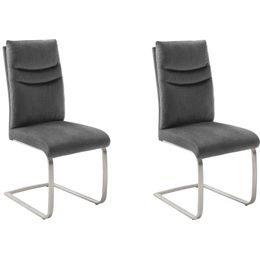 Freischwinger MCA furniture "Gibara Schwingstuhl 2er Set", silber (anthrazit, edelstahl geb&uuml;rstet, silberfarben, edelstahl geb&uuml;rstet), B:46cm H:105cm T:62cm, Polyester, St&uuml;hle, Freischwinger, Esszimmerstuhl,Nosag Federung im Sitz,Flachrohr,Belastbarkeit 140 kg