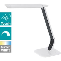 Eglo Tischleuchte "SELLANO Tischlampe, Kunststoff und Stahl, IP20, Schreibtischlampe", grau (stahlgrau, weiß), 1, H: 43cm, Leuchten, Tischleuchte, L36 x H42 cm, weiß, schwarz, 4W inkl. CCT, Tischleuchte