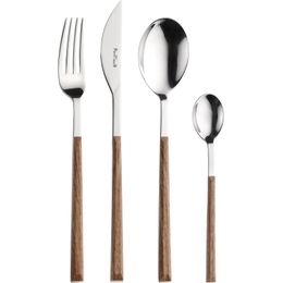Pinti Inox Besteck-Set PINTINOX "Sushi", braun (edelstahlfarben, nussbaumfarben), 24 Stk., Edelstahl 18/0, Essbesteck-Sets, mit Kunststoffgriff in Holz-Optik
