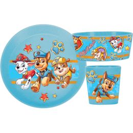 Kindergeschirr-Set Koziol "CONNECT PAW PATROL", blau (organic blau paw patrol), 3 Stk., Kunststoff, Geschirr-Sets, Made in Germany, 3 Teile, f&uuml;r 1 Person