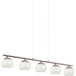Eglo H&auml;ngeleuchte "ROMAGNESE Pendellampe, Stahl und Glas, IP20, Esstischlampe, Lampe", braun (amber, wei&szlig;, nickelfarben), 5, Leuchten, H&auml;ngeleuchte, L90 x B10,5 x H110, nickel-matt, 5X3,3W inkl., H&auml;ngeleuchte