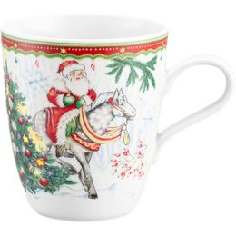 Becher Seltmann Weiden "Life - Weihnachtsm&auml;nner", wei&szlig;, bunt, B:9cm H:10,3cm &Oslash;:12,8cm, Porzellan, Trinkgef&auml;&szlig;e, Becher, Becher mit Henkel 0,40 l und weihnachtlichem Dekor