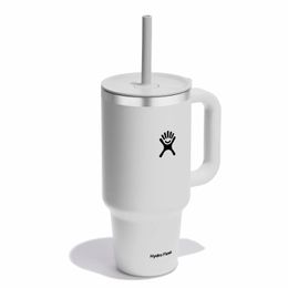 Thermobecher Hydro Flask "All Around Travel Tumbler in den Gr&ouml;&szlig;en 24 oz/ 32 oz / 40 oz", wei&szlig;, H:29,34cm, Edelstahl, Trinkgef&auml;&szlig;e, Thermobecher, Thermo Cup mit Strohhalm