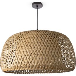 Paco Home Pendelleuchte "PESA", braun (holz), Ø 45cm H: 23cm, Leuchten, Bambus Korblampen Hängeleuchte Rattan Optik Natur Boho E27 Rund, Pendelleuchte