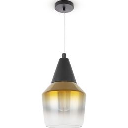 Paco Home Pendelleuchte "DIANA", schwarz, Ø 13,7cm H: 21,1cm, Leuchten, Esstisch Deckenlampe Glas Lampenschirm Modern Vintage Industrial E27, Pendelleuchte