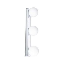 Paulmann Wandleuchte "Selection Bathroom Gove IP44 max. 3x20W Balken Glas/Metall", weiß (chromfarben, weiß), 3, H: 10cm, 1 Stk., Leuchten, G9, Wandleuchte
