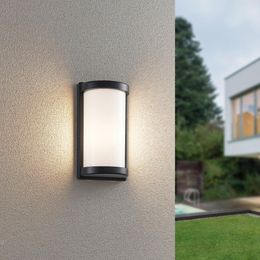Au&szlig;en-Wandleuchte REALITY LEUCHTEN "PUELO, Outdoor Wandlampe Hauswand Fassade Garten, exkl 1x E27 max 10W", schwarz (schwarz matt), B:14,5cm H:26,5cm, Leuchten, halbrunde Aussen Wandlampe aus Aluminium, IP44, H&ouml;he 26cm Breite 14 cm