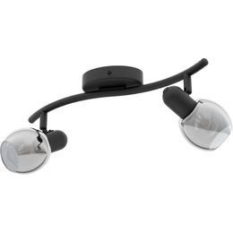 Eglo Deckenspot "POLLICA Deckenstrahler, E14, IP20, Stahl, Glas, Wohnzimmerlampe, Lampe", schwarz (schwarz, transparent), 2, Leuchten, Spot, L36,5 x B16,5 cm, schwarz, 2X28W exkl., Deckenspot