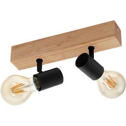 Eglo Deckenspot "TOWNSHEND 3", braun (schwarz, holzfarben), 2, Leuchten, Spot, Schlafzimmer, Flurlampe, L30 x B5 cm, 2X60W exkl., Deckenspot