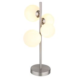 Globo LIGHTING Tischleuchte "RIHA", nickel matt, 1 Stk., Leuchten, Tischlampe/Glas opal/modern/Wohnzimmer/Schlafzimmer, Tischleuchte