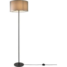 Paco Home Stehlampe "LUCA CANVAS UNI COLOR", schwarz, Ø 38cm H: 144cm, Leuchten, Lampenschirm Stoff Wohnzimmer Leselampe Büro E27 Stehlampe Skandi, Stehlampe