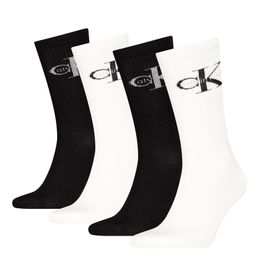Socken Calvin Klein Jeans "CKJ MEN SOCK 4P GIFTBOX MONOLOGO", Damen, Gr. - (40/46), weiß (weiß, schwarz), Obermaterial: 64% Baumwolle, 33% Polyamid, 3% Elasthan, Socken Socken