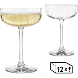 Champagnerglas Libbey "Libbey Trinkglas, 12er Set -LINEAR-", transparent, H:15,5cm Ø:10,5cm, Glas, Trinkgefäße, 251 ml, hochwertig verarbeitet, im modernen Design