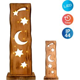 N&auml;ve N&Auml;VE LED Dekoobjekt "Light Moon/Stars", beige (natur), 1, H: 60cm, 1 Stk., Leuchten, F&uuml;r Aussenbereich geeignet, incl. Timer (6h an und 18h aus), aus Holz