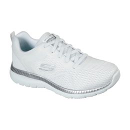 Berufsschuh Skechers "BOUNTIFUL - QUICK PATH", Damen, Gr. 36, wei&szlig;, silberfarben, Lederimitat, Textil, Schuhe, Freizeitschuh, Halbschuh, Schn&uuml;rschuh mit gepolsterter Innensohle