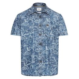 Camel Active Kurzarm Hemd mit Allover-Print Herren Gr&ouml;&szlig;e L blue denim