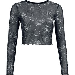 Jawbreaker Tarot Deck Long Sleeve Mesh Top Langarmshirt schwarz wei&szlig; in L TPA 3212
