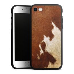 DeinDesign iPhone SE (2020) Handy Premium Silikon H&uuml;lle Handyh&uuml;lle schwarz Case Fur Cow Animal Look Silikon Premium Case