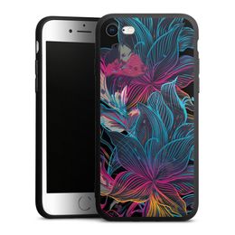 DeinDesign iPhone SE (2020) Handy Premium Silikon H&uuml;lle Handyh&uuml;lle schwarz Case Colourful Neon Flowers Silikon Premium Case